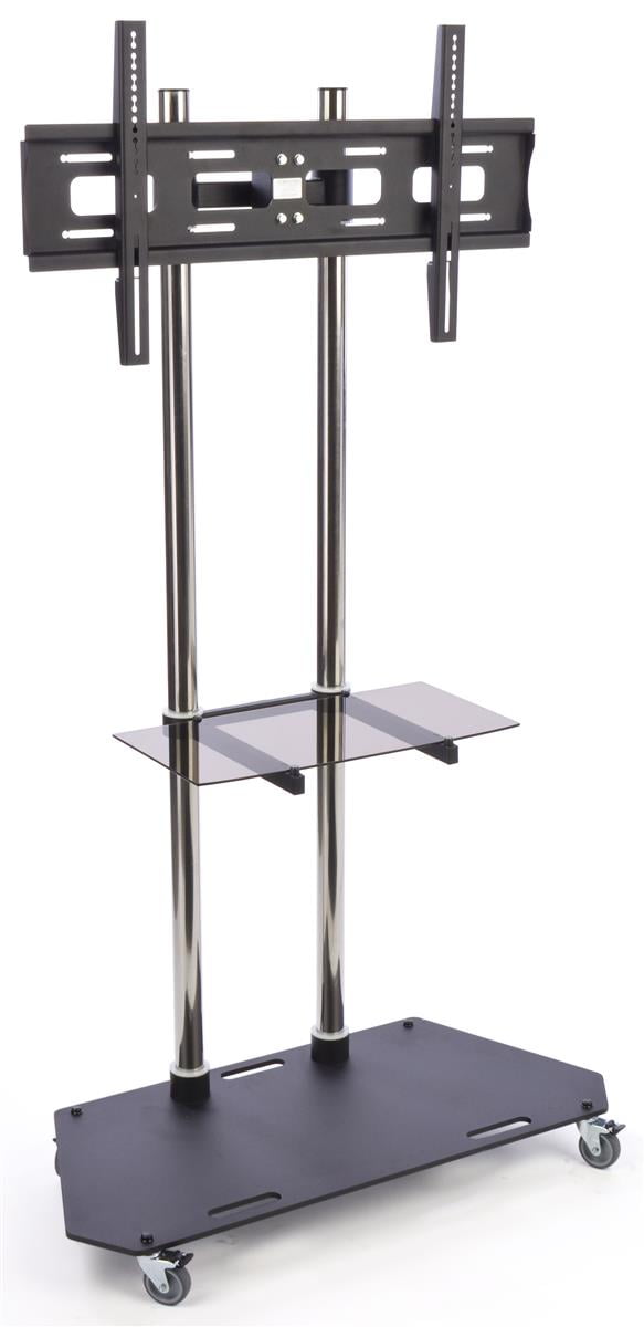 Flat-Panel TV Stand with Dual Post Design and Glass Shelf, for Large ...