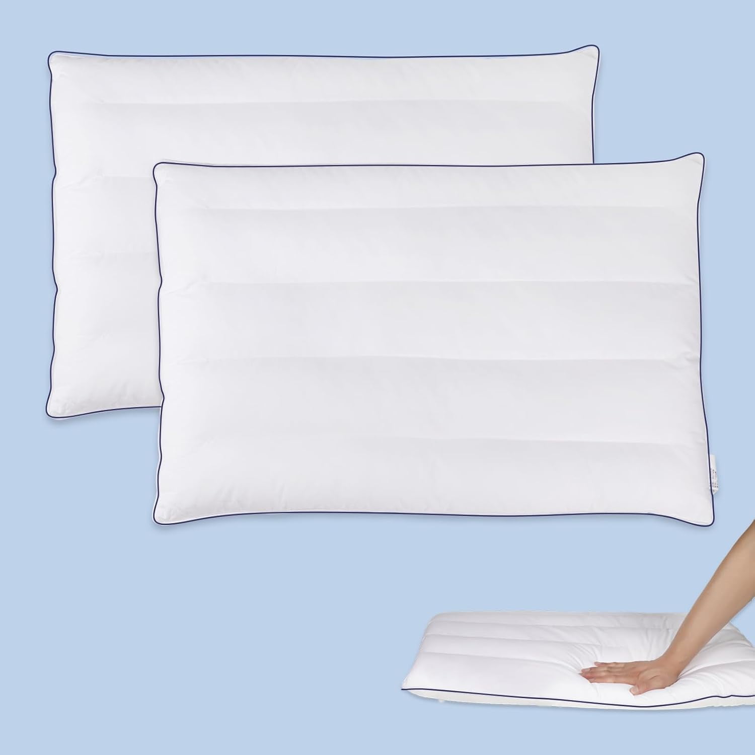 Flat Pillows for Sleeping Thin, 2-Packs 3" Ultra Thin Pillow, Slim Bed ...