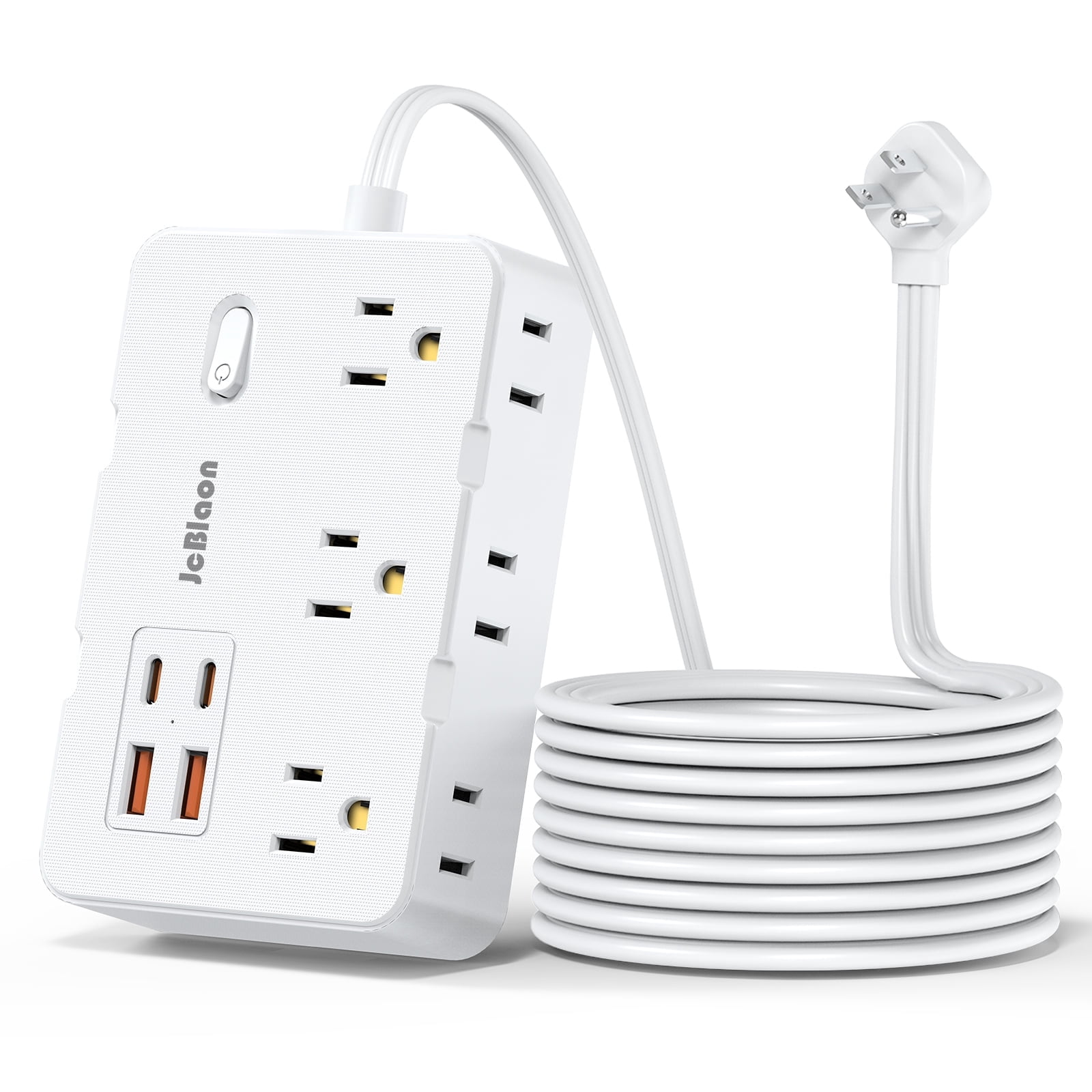 Flat Plug Extension Cord Indoor 5 Feet, Power Bars with Surge Protector ...