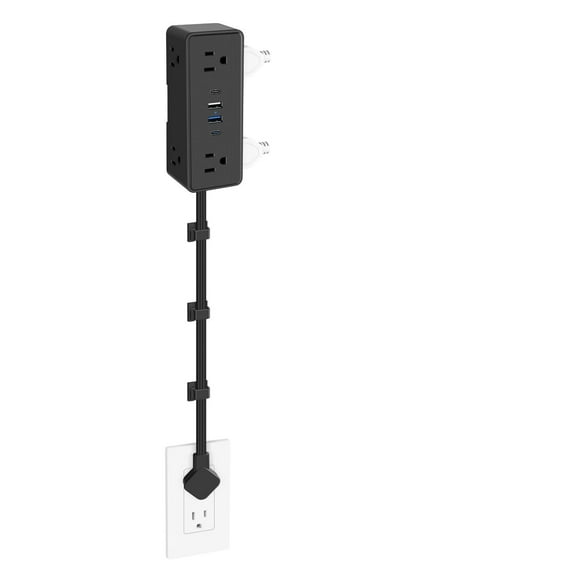 Flat Plug Outlet Extender 39 in - Flexible Extension Cord, Multi Plug ...