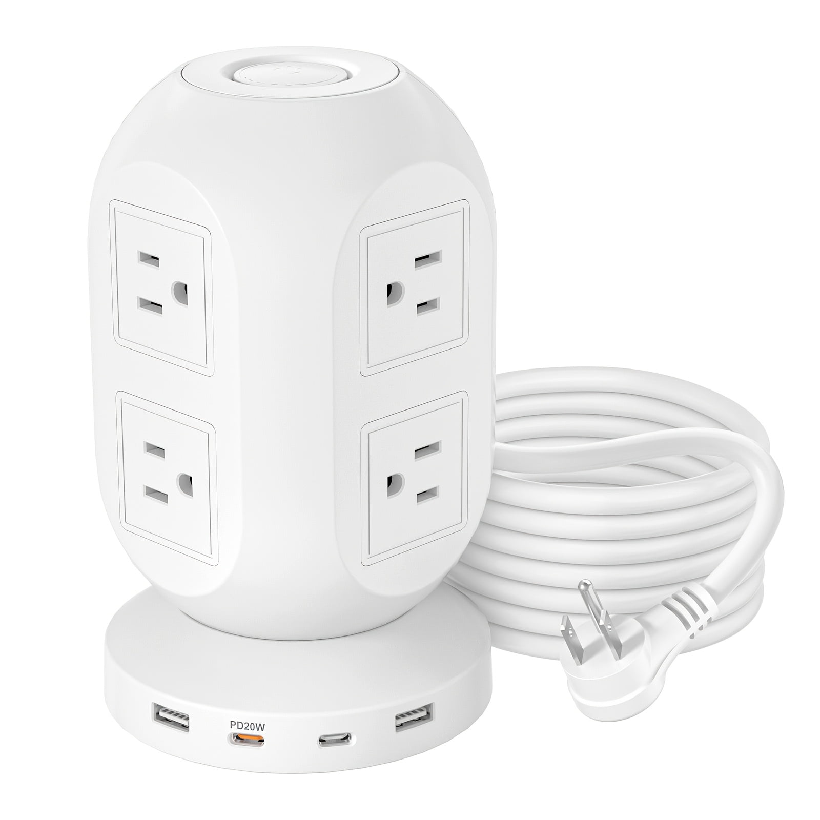 Flat Plug Power Board with USB/USB-C Ports, 8/12/16 AC Socket, Multiple ...
