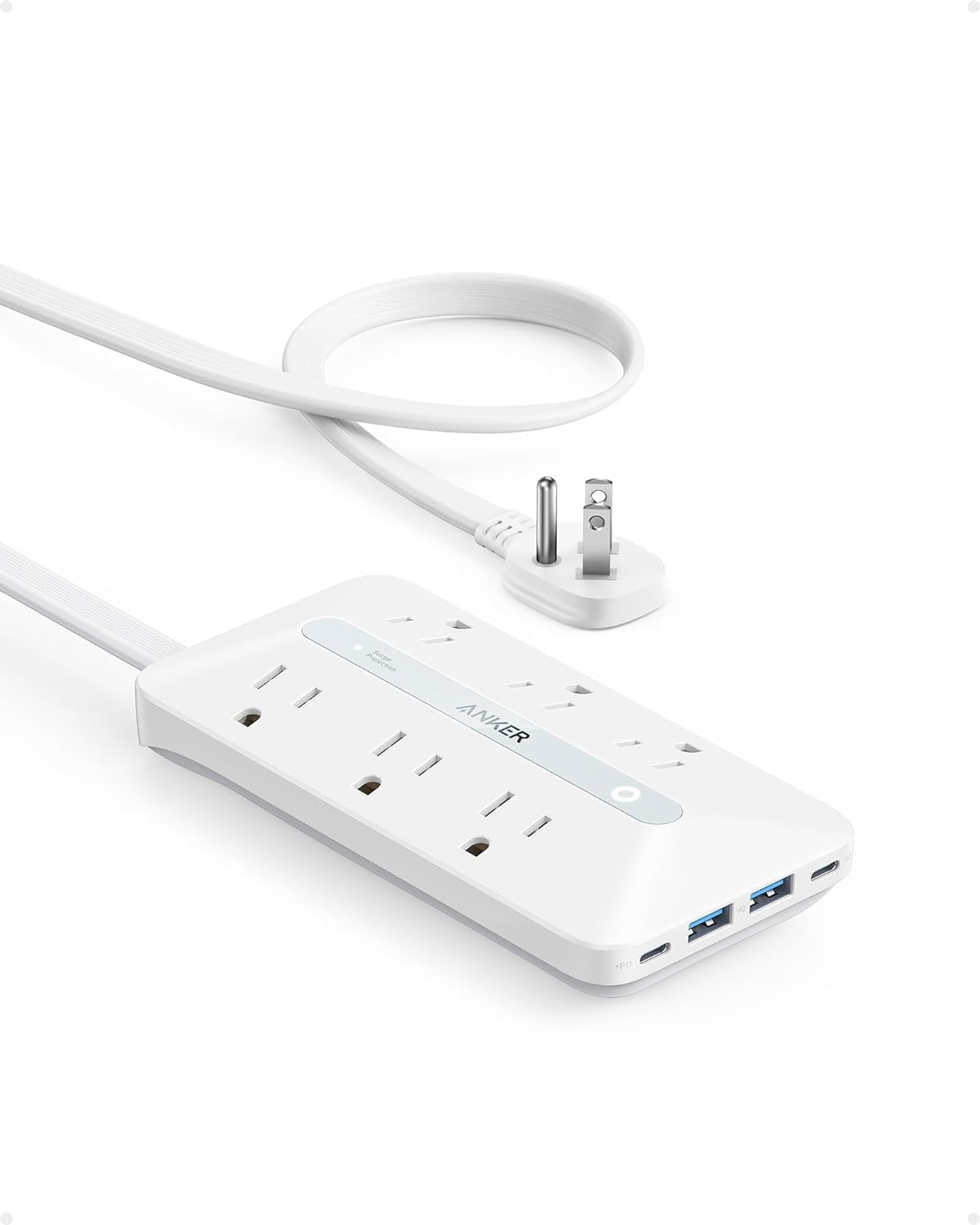 Flat Plug Power Strip(300J), Anker 20W USB C Power Strip, 10-in-1 Ultra ...