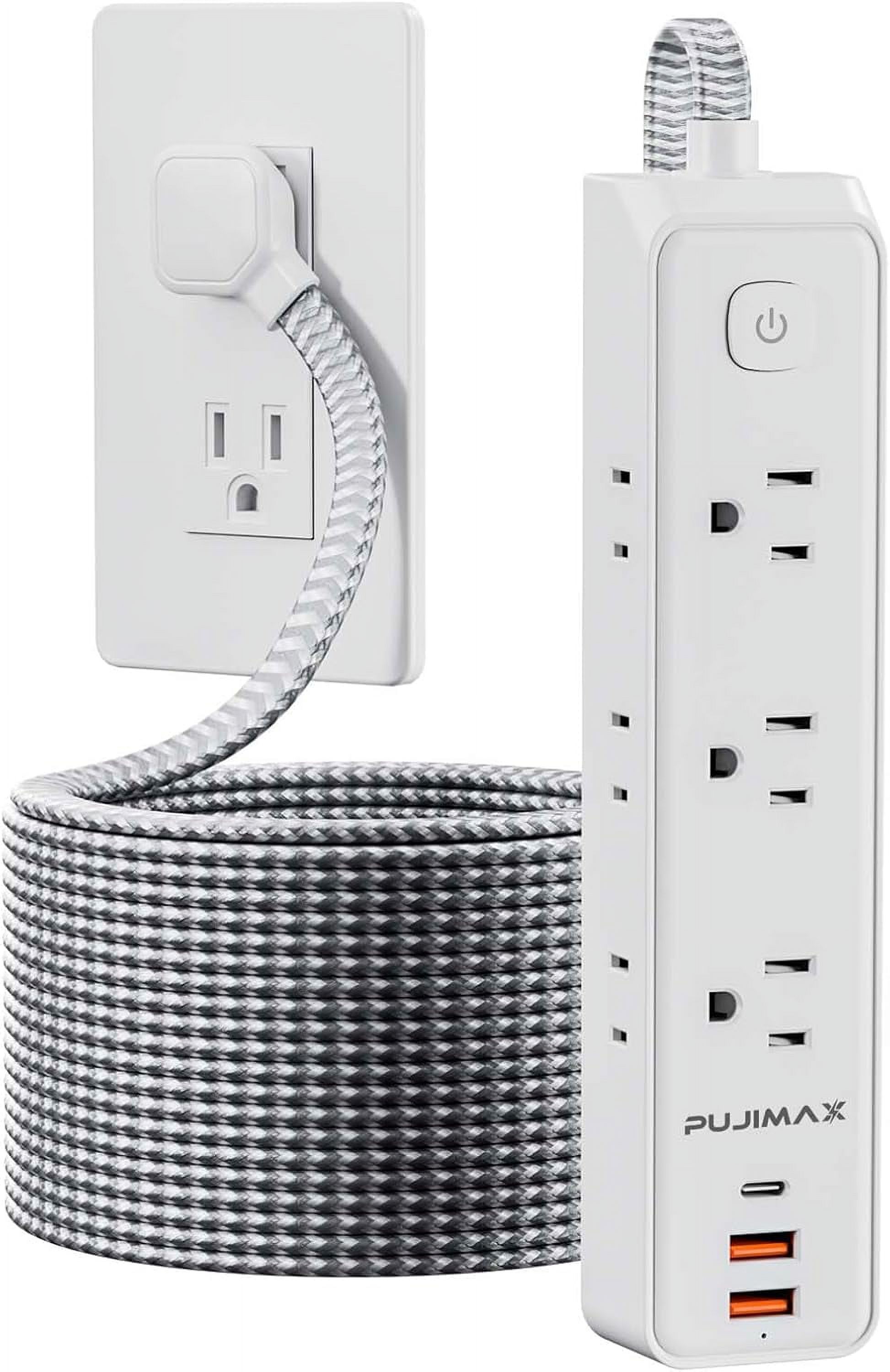 Flat Plug-Power Strip,5ft Power Plug with USB A Slot with Type C Port 6 ...