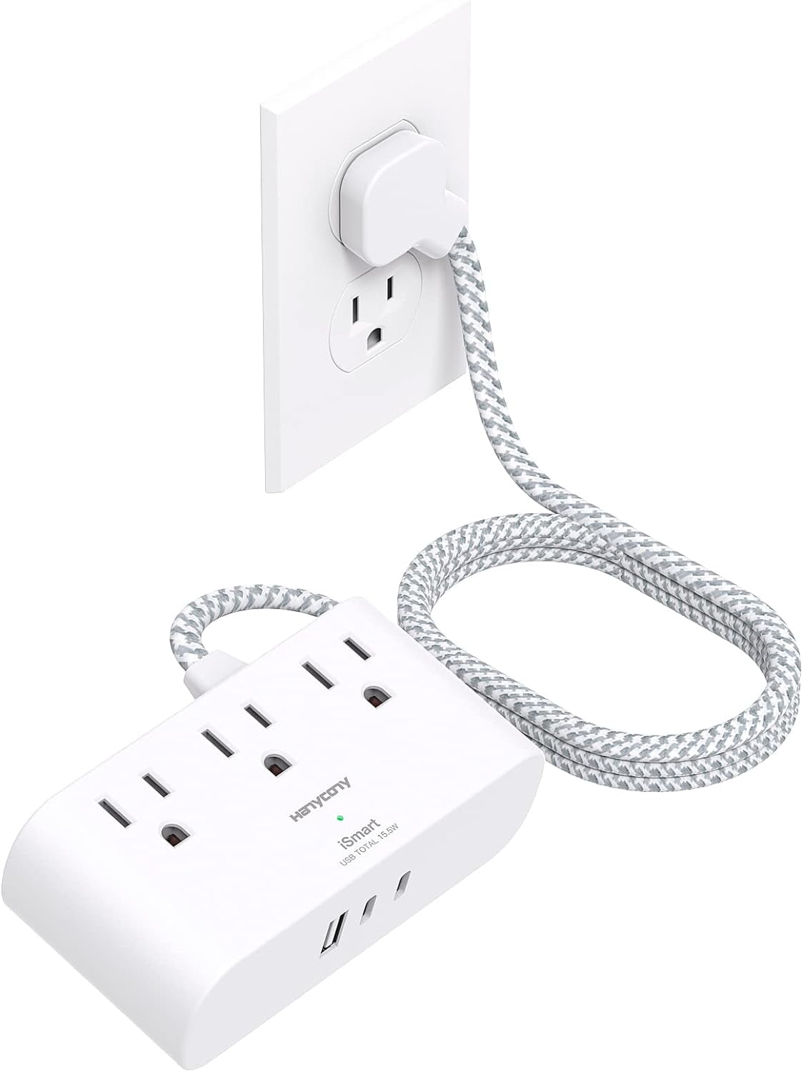 Flat Plug Power Strip 6 Ft, Ultra Thin Extension Cord, 3 Outlets USB ...