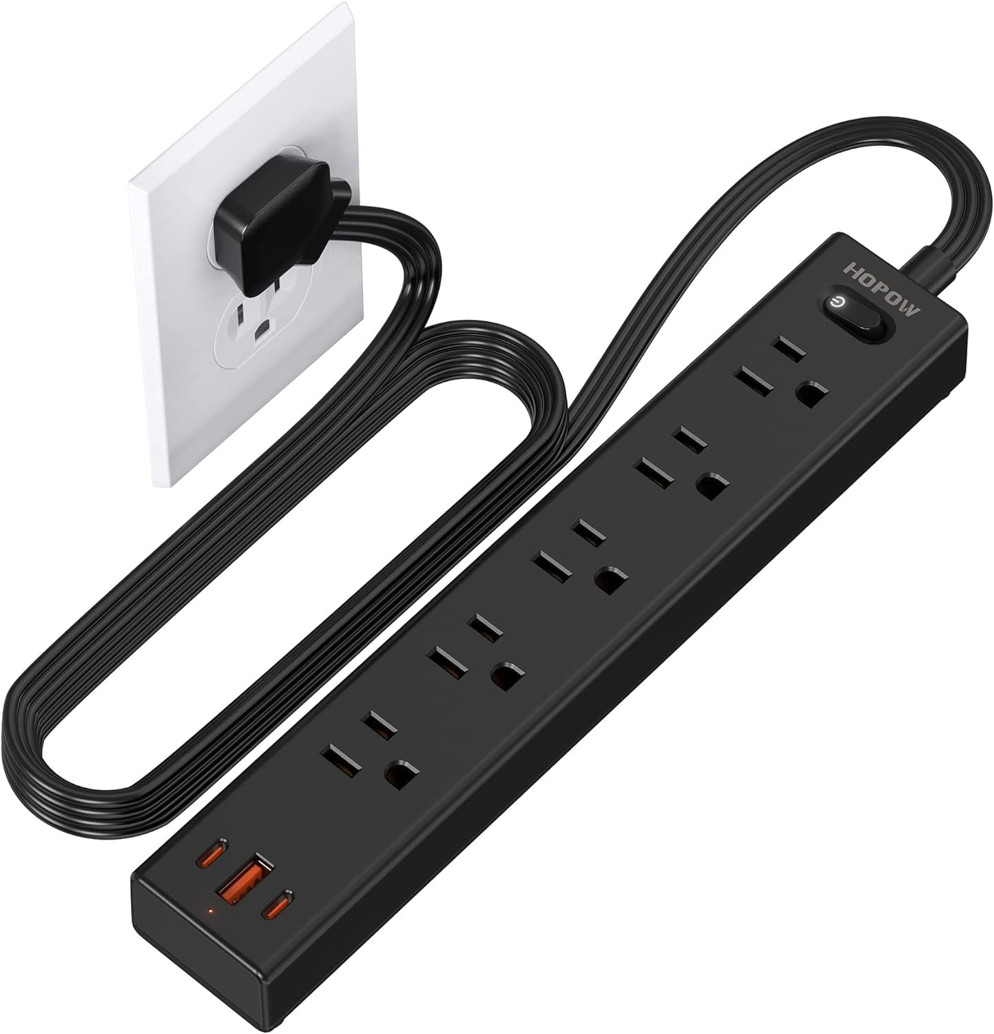 Flat Plug Power Strip, 6 Ft Ultra Thin Extension Cord, Surge Protector ...