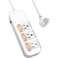 Flat Plug Power Strip Individual Switches, Extension Cord 3 feet, 3 ...