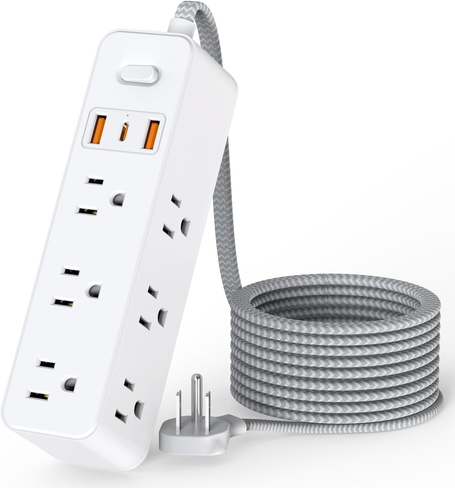 Flat Plug Power Strip Surge Protector, 5ft Thin Extension Cord with 3 ...
