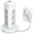 Flat Plug Power Strip Tower - 5ft Retractable Extension Cord with ...