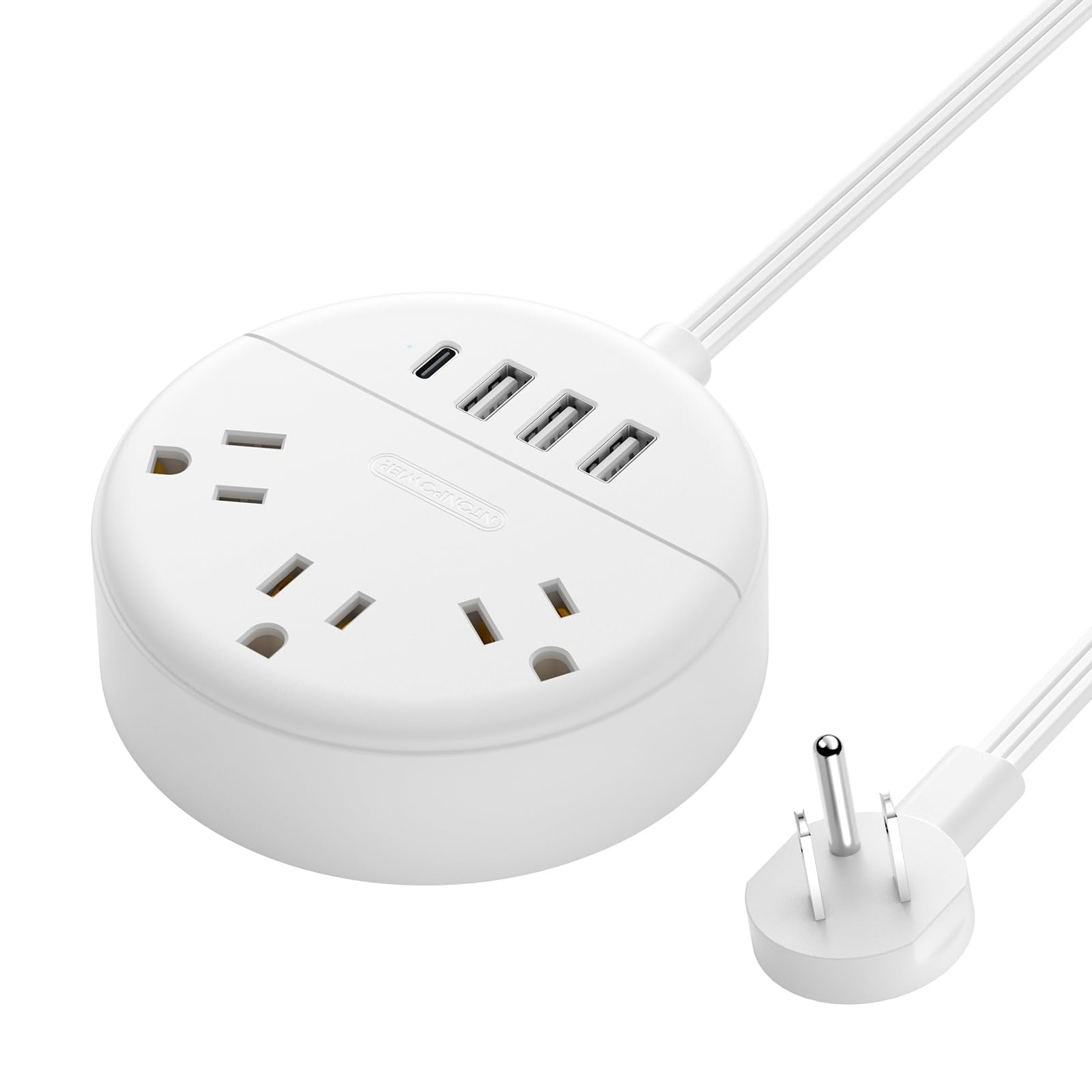 Flat Plug Power Strip with USB Ports, Nightstand Desktop Charging ...