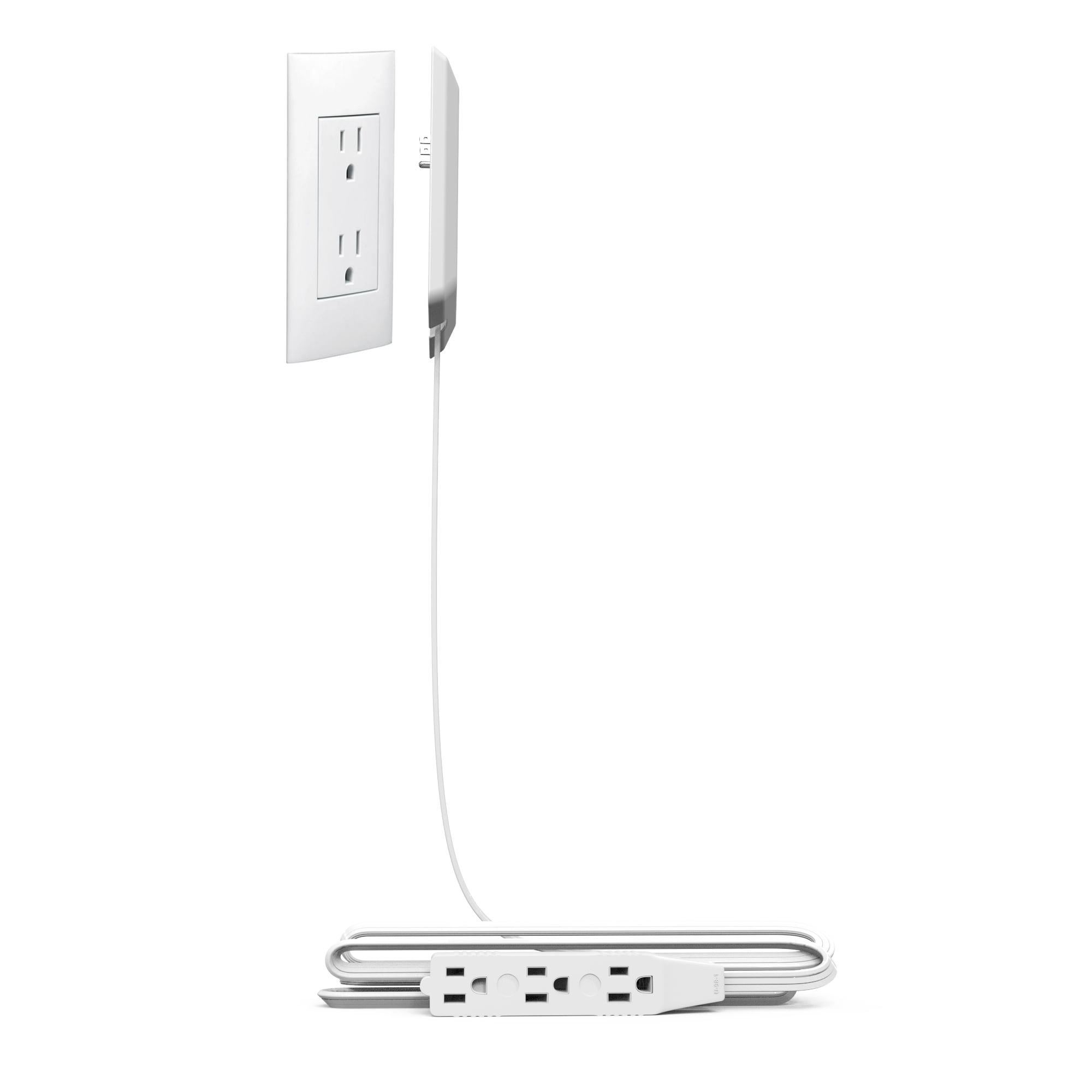 Flat Plug Power Strip, White Extension Cord 6 Feet 3 Prong, 3 outlets ...