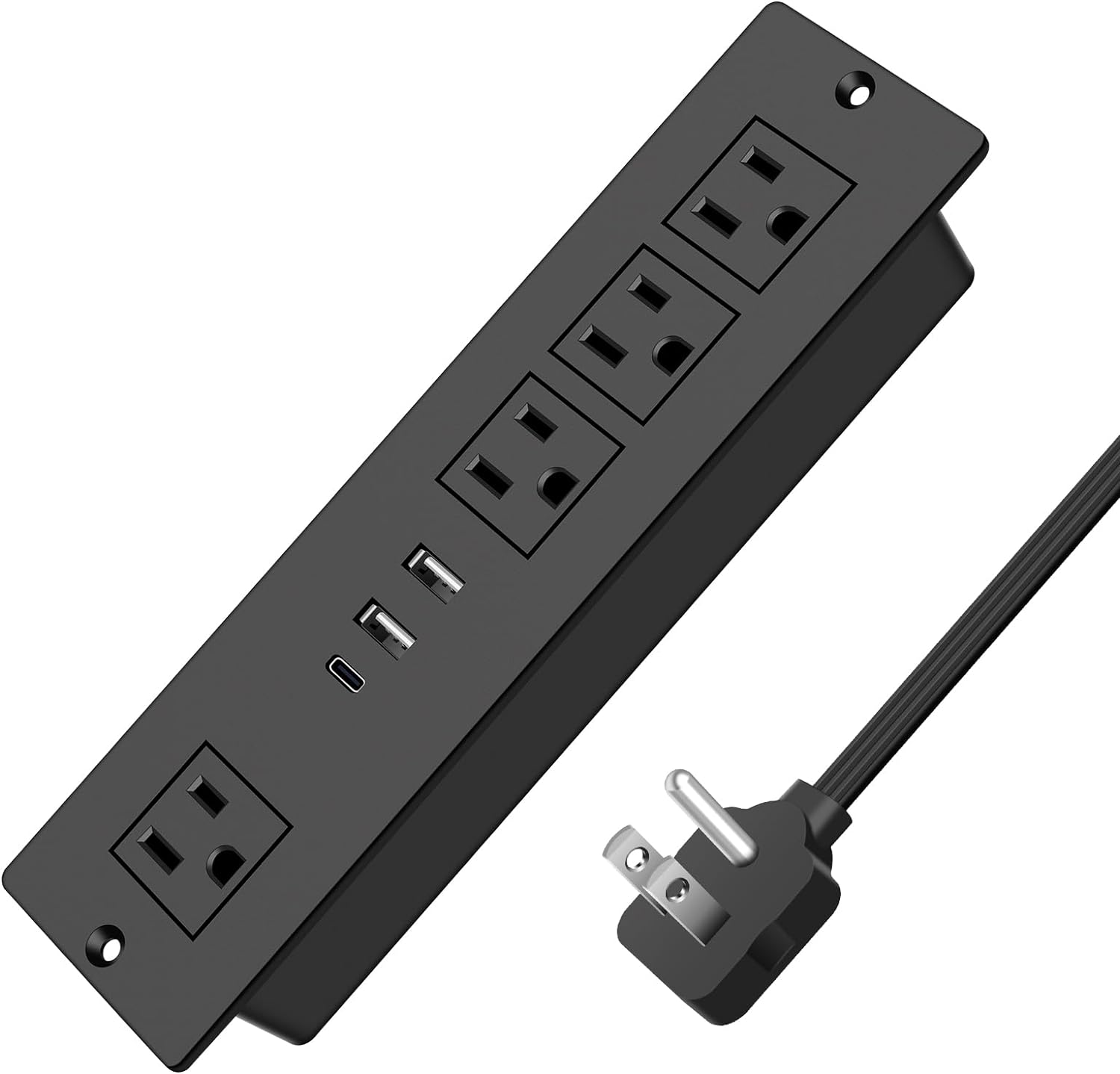 Flat Plug Recessed Power Strip with PD 20W USB-C, Flush Mounted Drawer ...