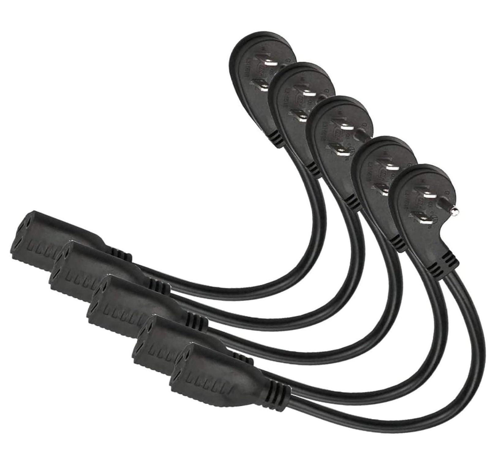 Flat Plug Short Extension Cord, Right Angle 3 Prong, 1625 watts, 16 AWG ...