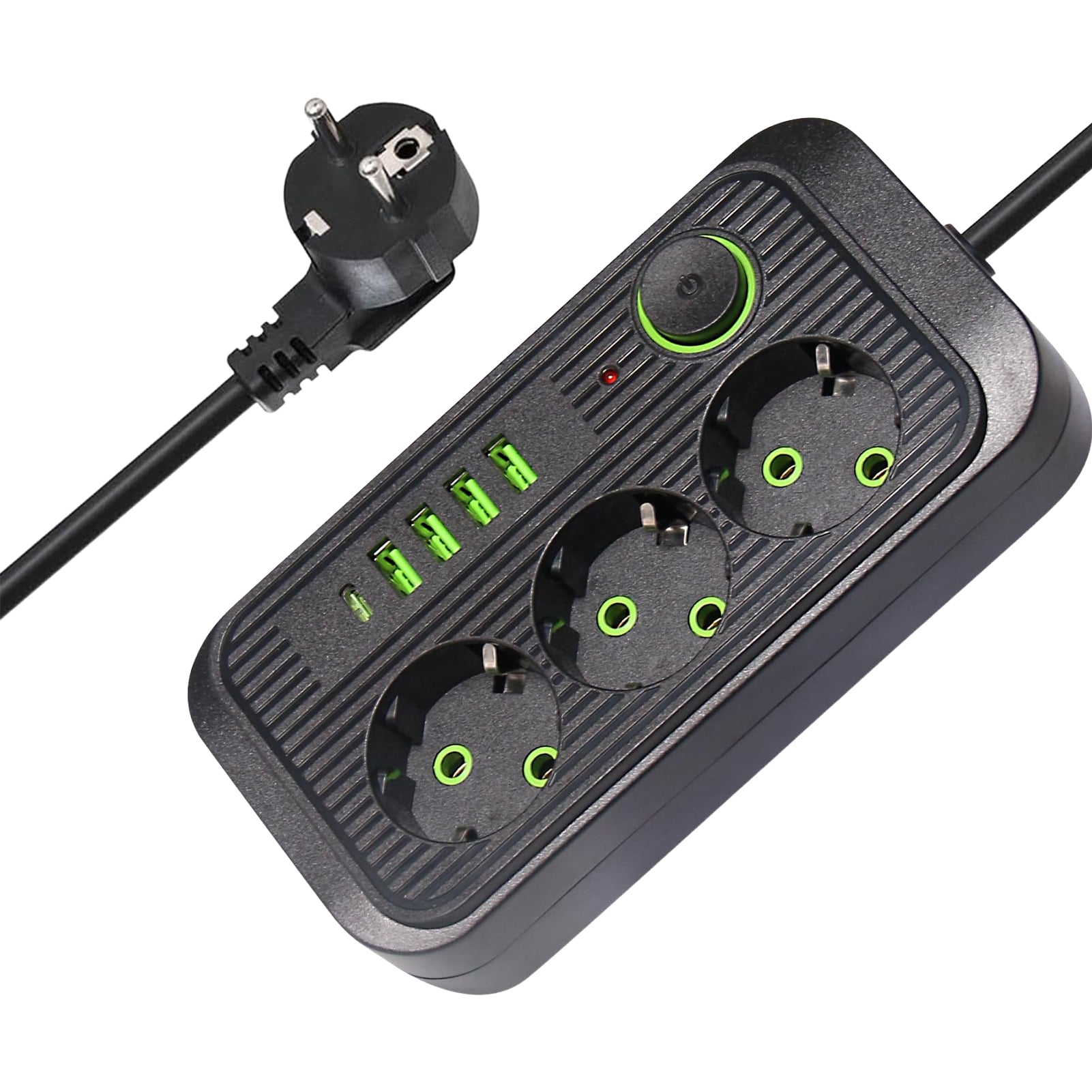 Flat Plug Strip, 45° Angle Arrangement Short Extension Cord, Plug ...