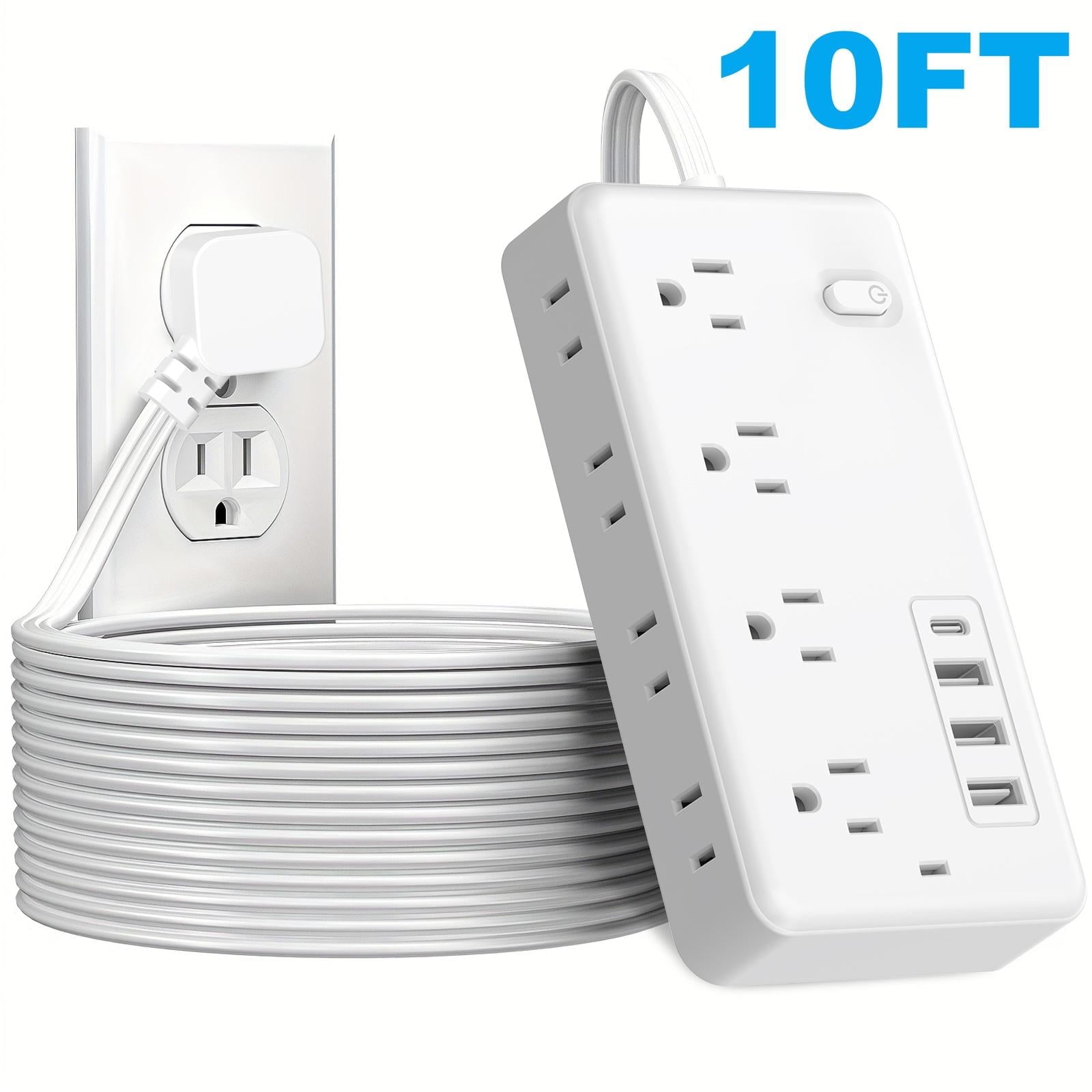 Flat Plug Surge Protector Outlet Extender Power Strip with Extension ...