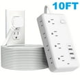 Flat Plug Surge Protector Outlet Extender Power Strip with Extension ...