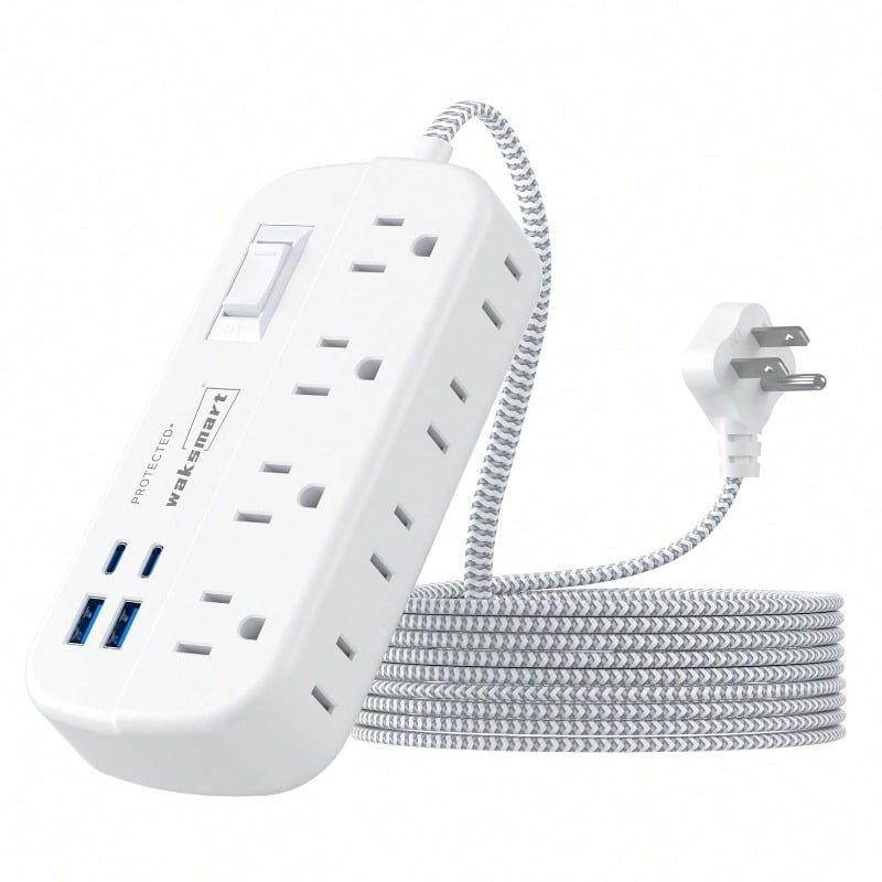 Flat Plug Surge Protector Power Strip (1080J), 8 AC Outlets 4 USB ...