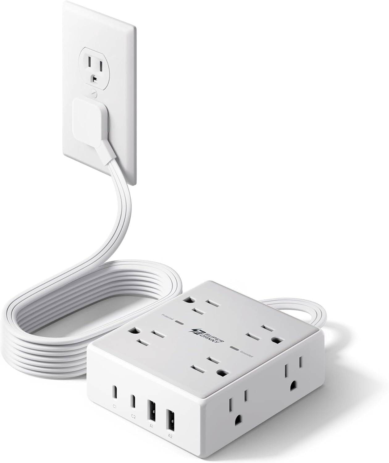 Flat Plug Surge Protector Power Strip, 6ft Ultra Thin Extension Cord ...