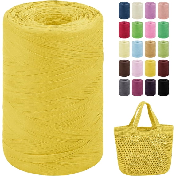 Flat Raffia Yarn for Crochet Bags, 3mm x 318 Yards Rayon Paper Ribbon ...