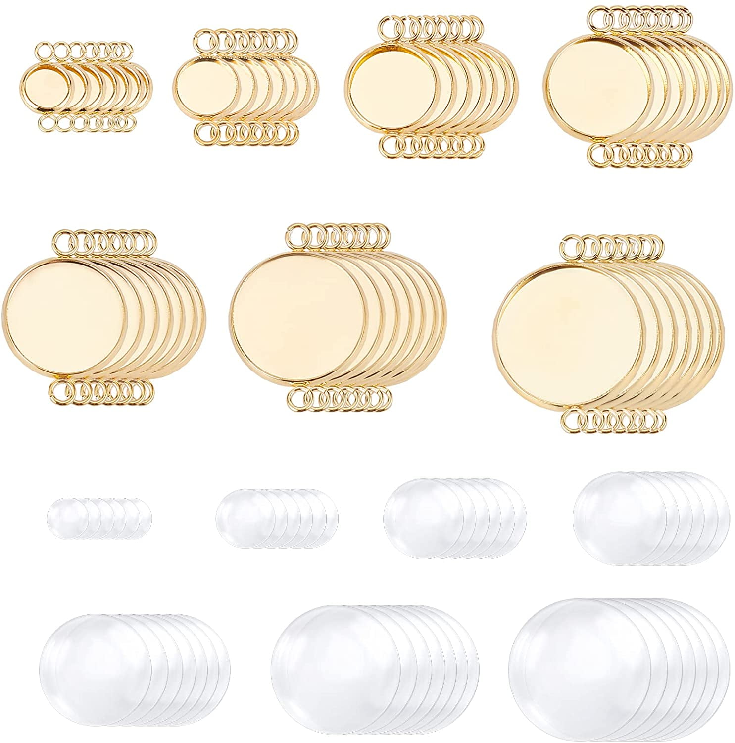 Flat Round Bezel Pendant Connector Trays Stainless Steel Cabochon ...