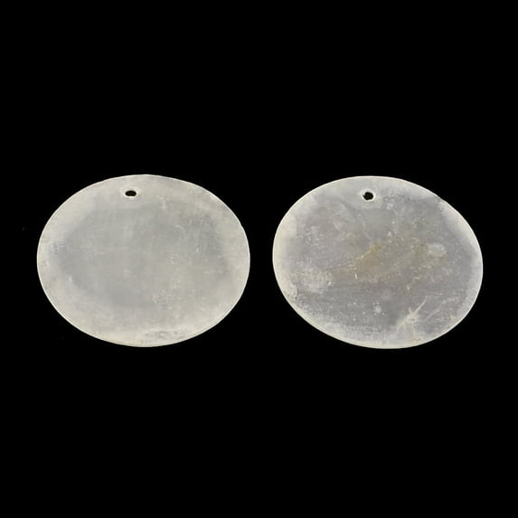 Flat Round Capiz Shell Pendants WhiteSmoke 30x0.5~1mm Hole: 1.5mm Capiz ...