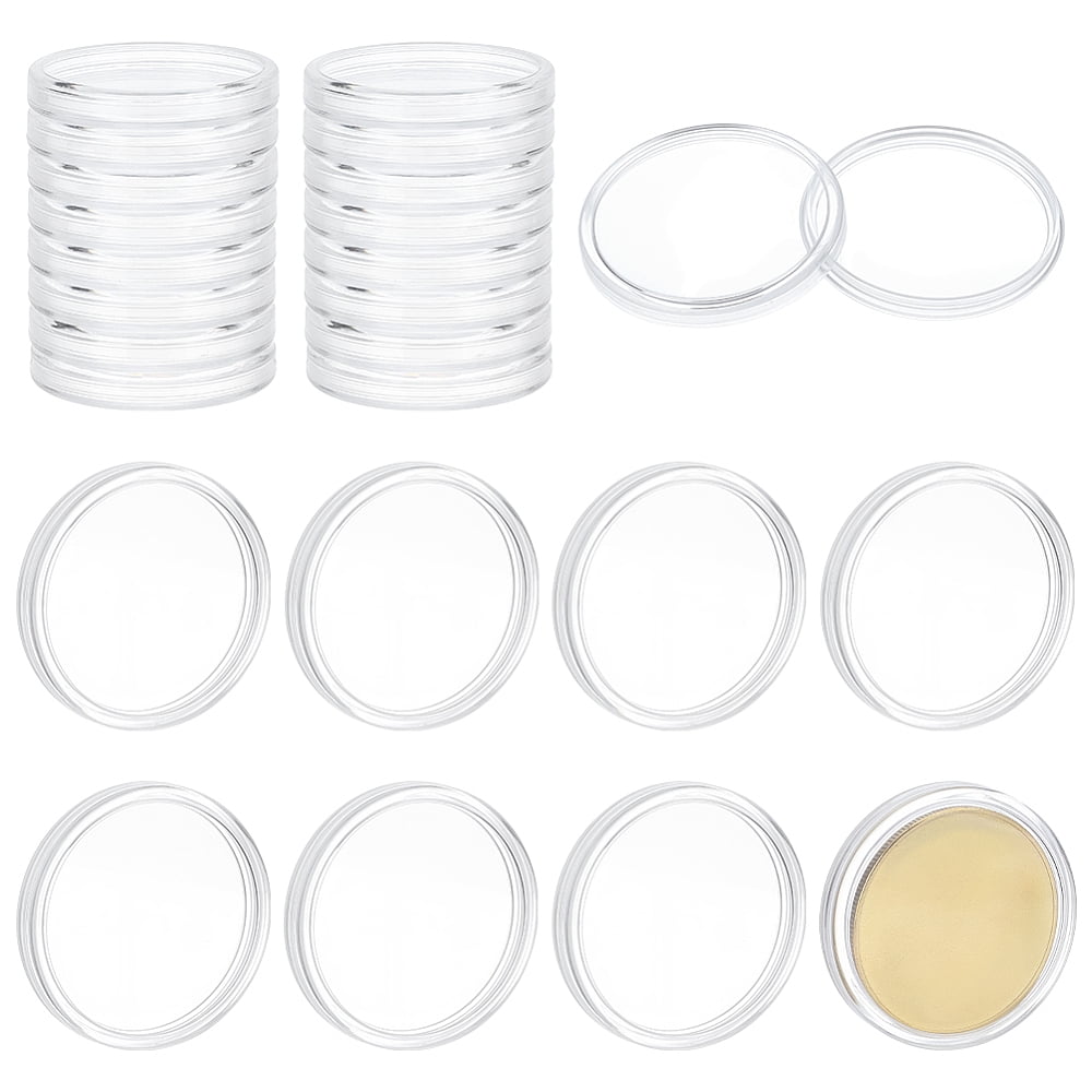Flat Round Clear Acrylic Coin Capsules Coin Protect Pendants Keychain ...