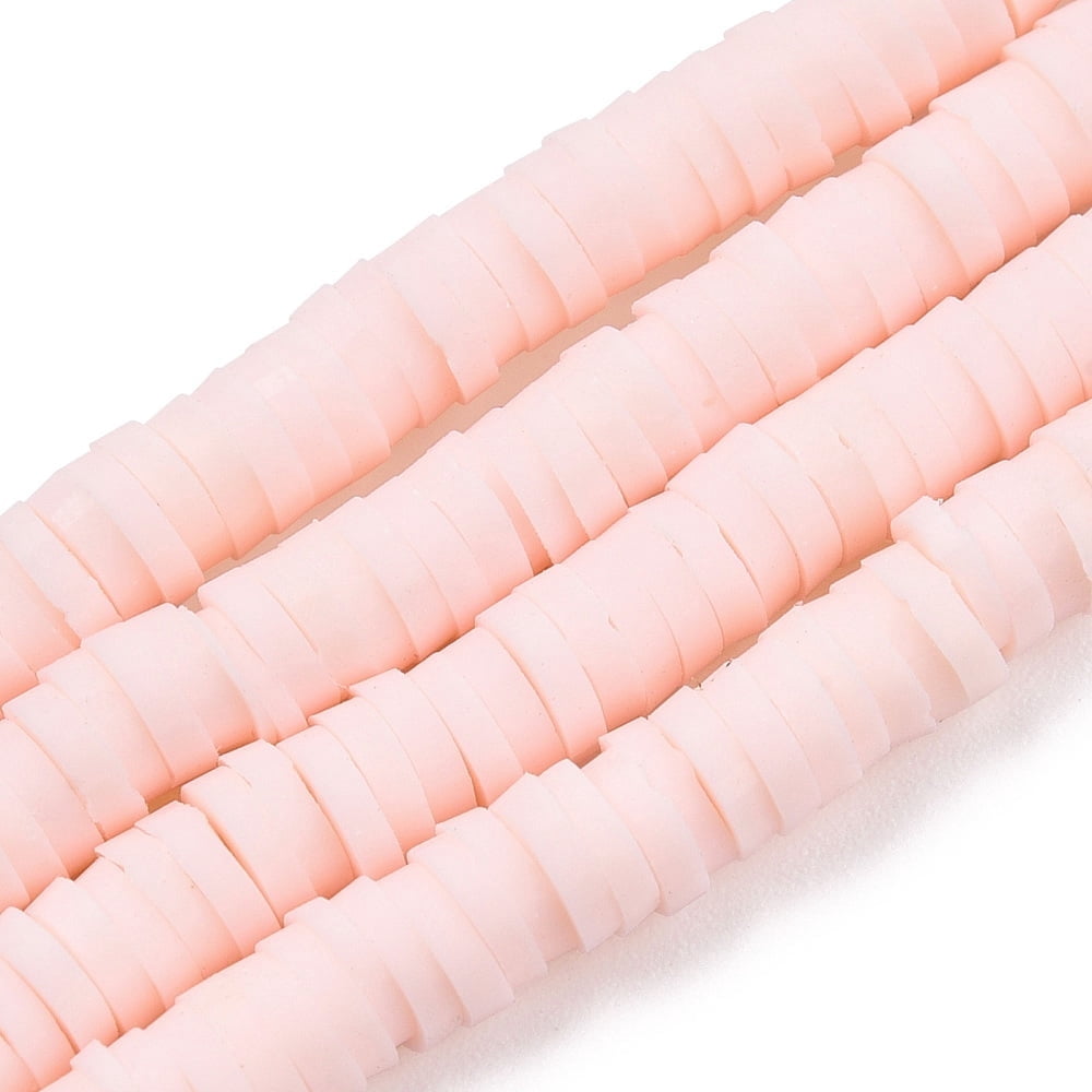Flat Round Eco-Friendly Handmade Polymer Clay Bead Spacers Pink ...