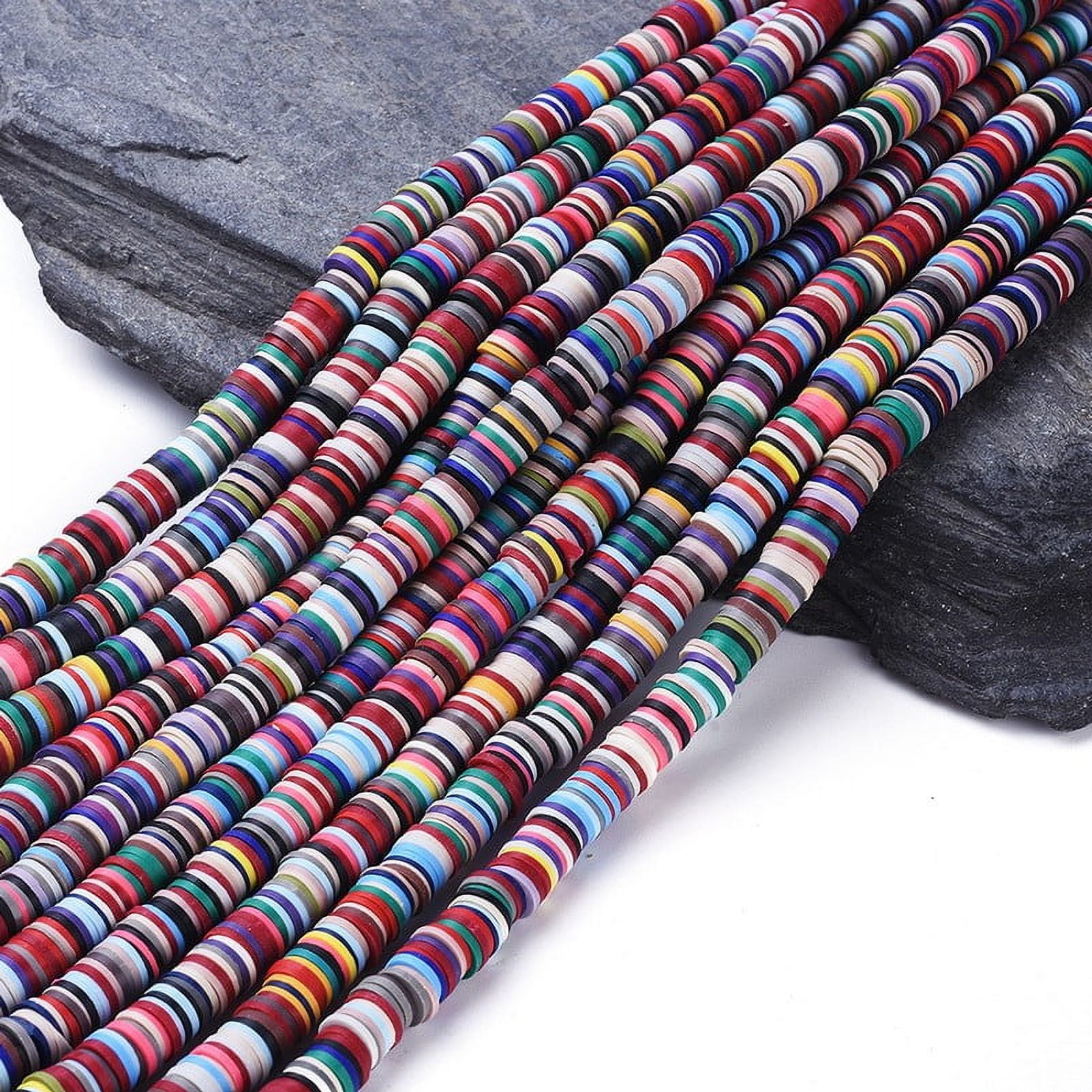 Flat Round Handmade Polymer Clay Beads Disc Heishi Beads for Hawaiian ...