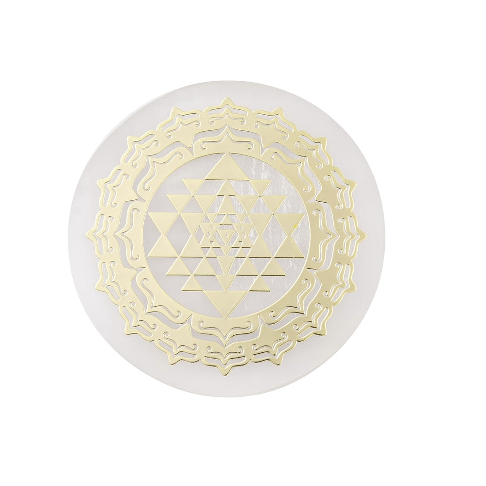 Flat Round Natural Selenite Slice Coasters Reiki Stone for Balance ...