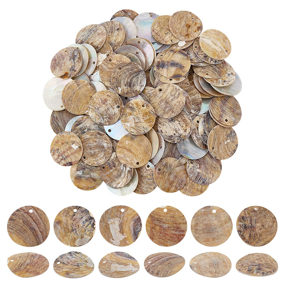 Flat Round Shell Charms Coin Disc Pendants Bulk Charms Beads for ...