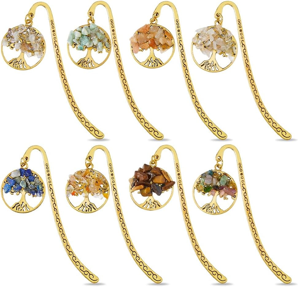 Flat Round with Tree of Life Natural & Synthetic Gemstone Bookmarks ...