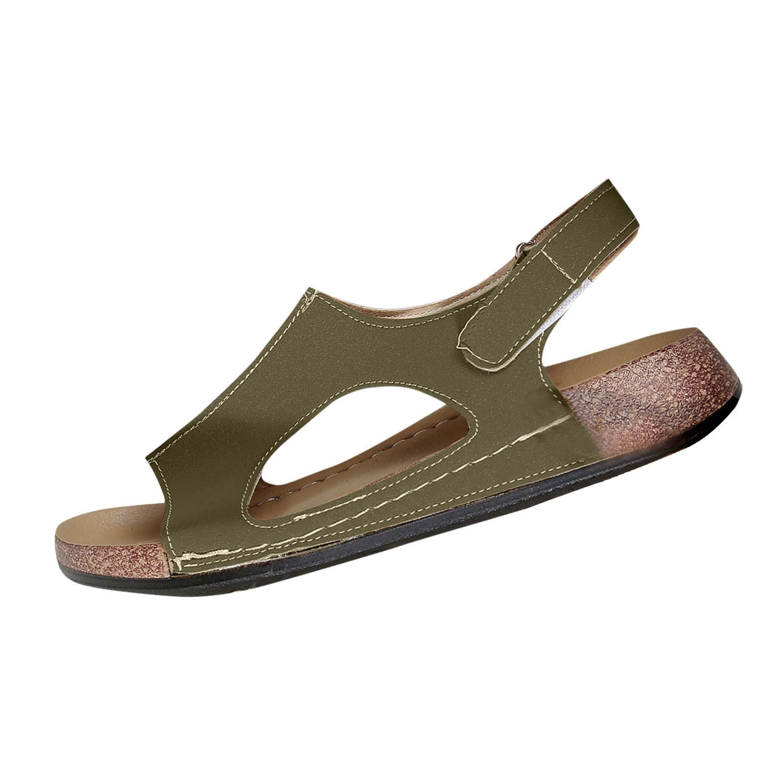 Flat Sandals for Women Vintage Solid Color Cute Comfy Open Toe One-Line ...