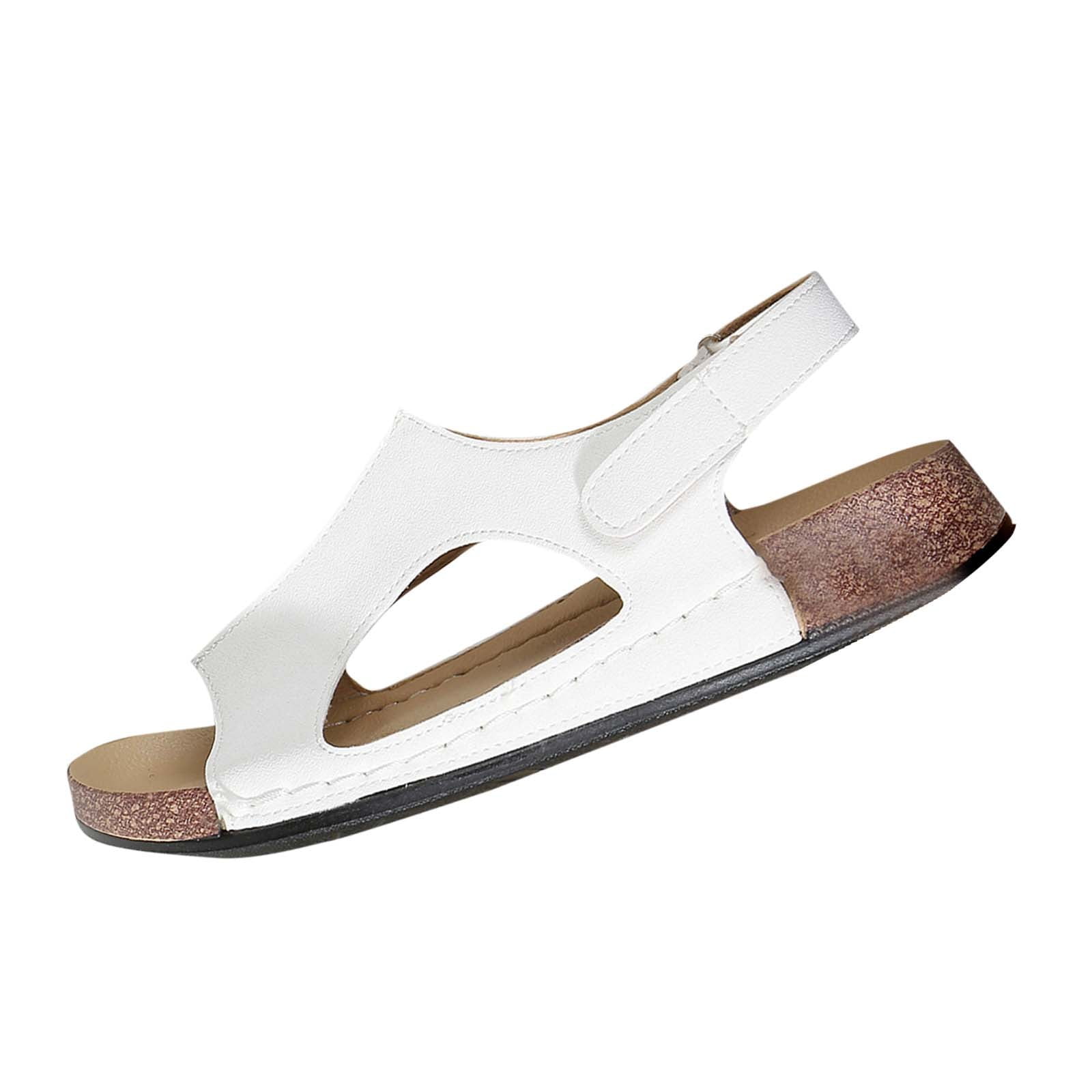 Flat Sandals for Women Vintage Solid Color Cute Comfy Open Toe One-Line ...