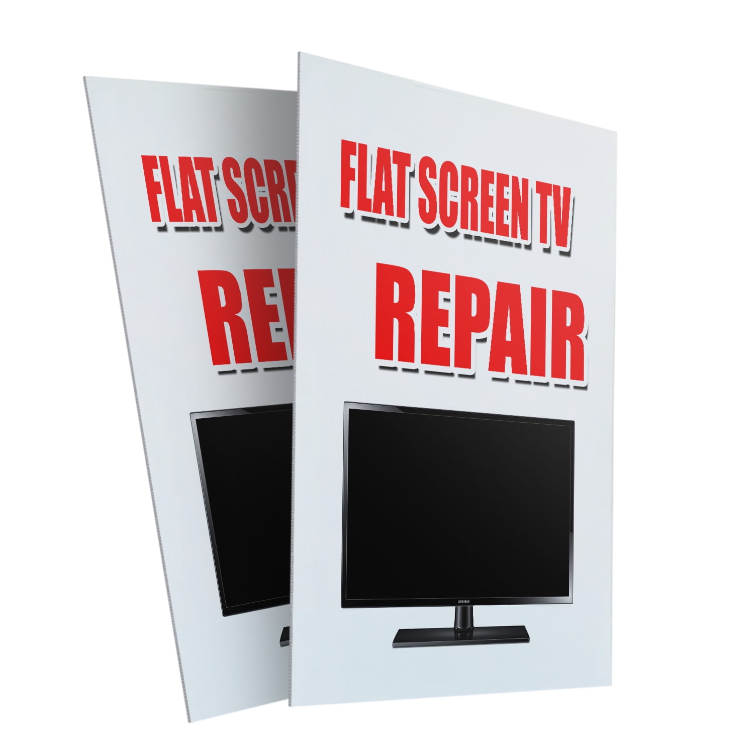 Flat Screen Tv Repair (2-PACK) 24" x 36" Plastic Signs | Sign Insert ...