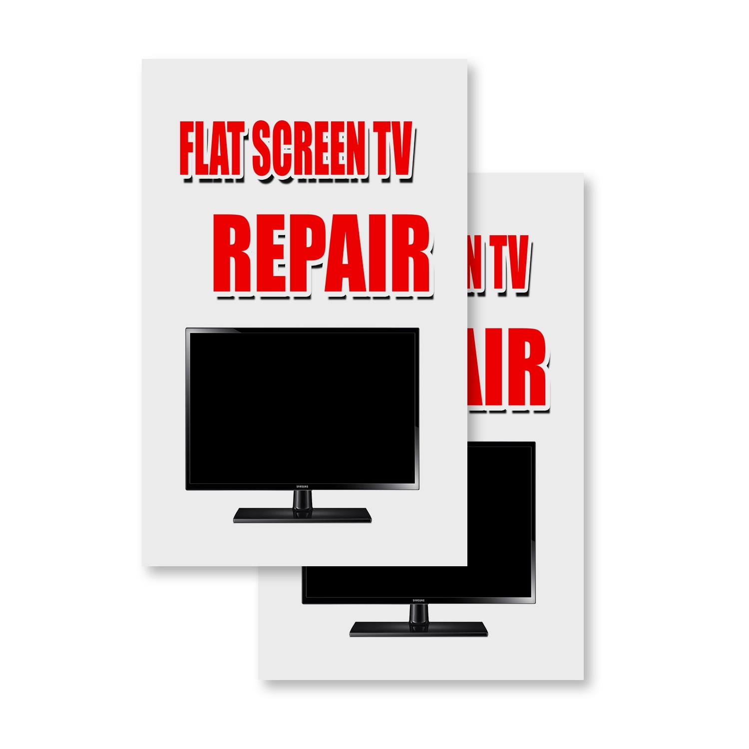 Flat Screen Tv Repair (2-PACK) 24" x 36" Vinyl Decals | Sign Insert ...