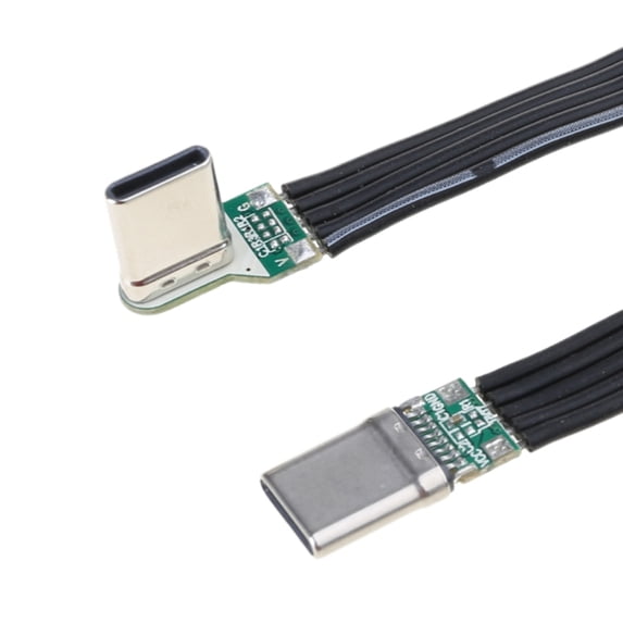 Flat Silicone USB C Cable with Angled Connectors Tight Space Charging ...