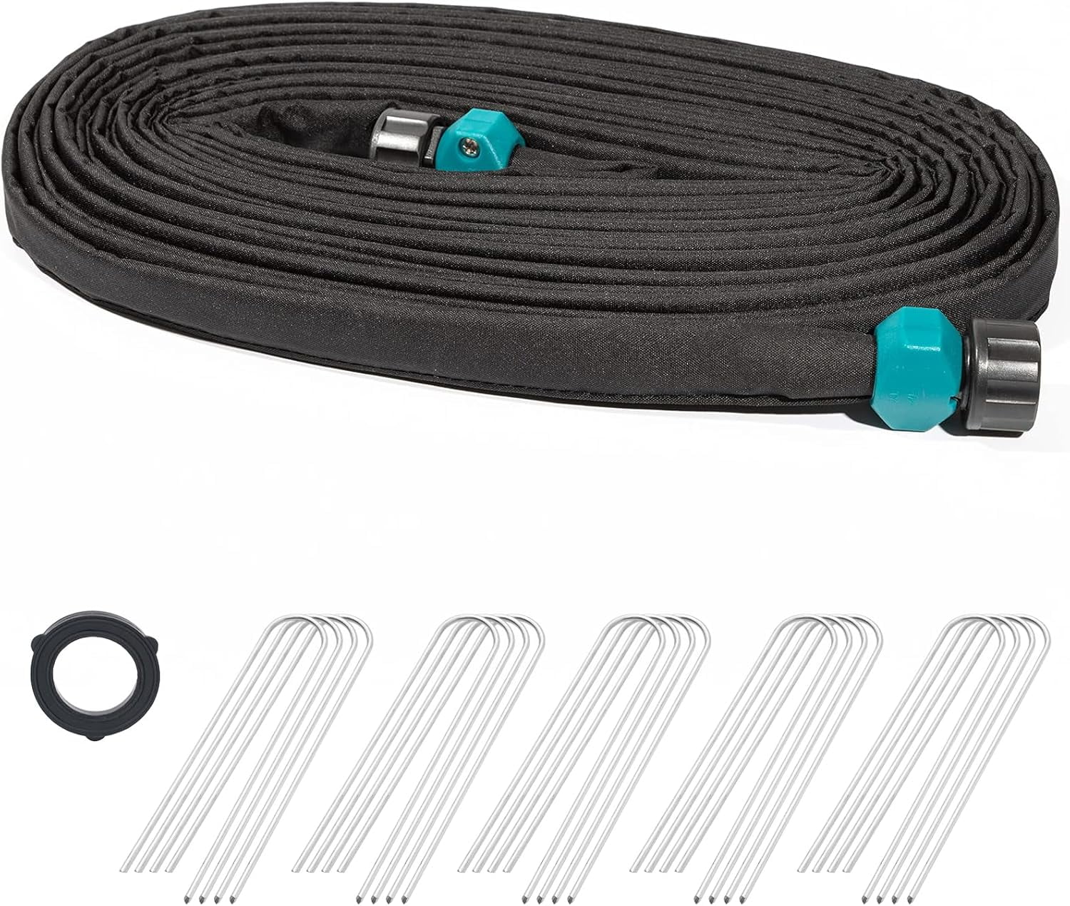 Flat Soaker Hose 1/2" x 75 ft with Stake for Garden Beds Drip Hoses ...