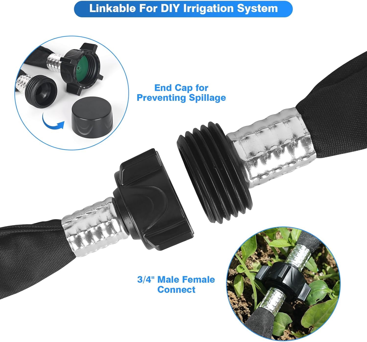 Flat Soaker Hose 10 FT,Drip Hose for Garden Beds Linkable Irrigation ...