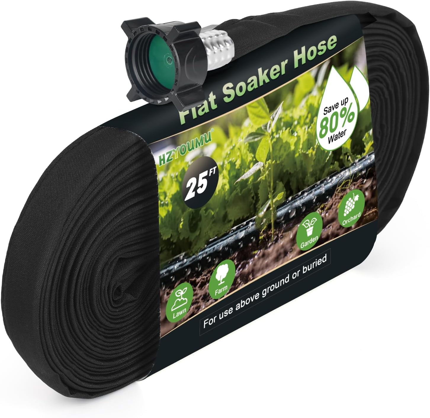 Flat Soaker Hose 25FT for Efficient Watering Tree Durable Double Layer ...