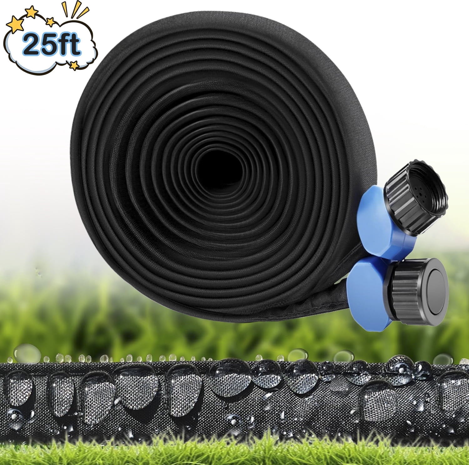 Hoofun Flat Soaker Hose 25ft,Heavy Duty Kink-Free Double Layer ...
