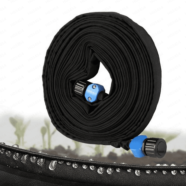 Flat Soaker Hose for Garden Beds, 25/50/75 FT 1/2" Linkable Consistent ...
