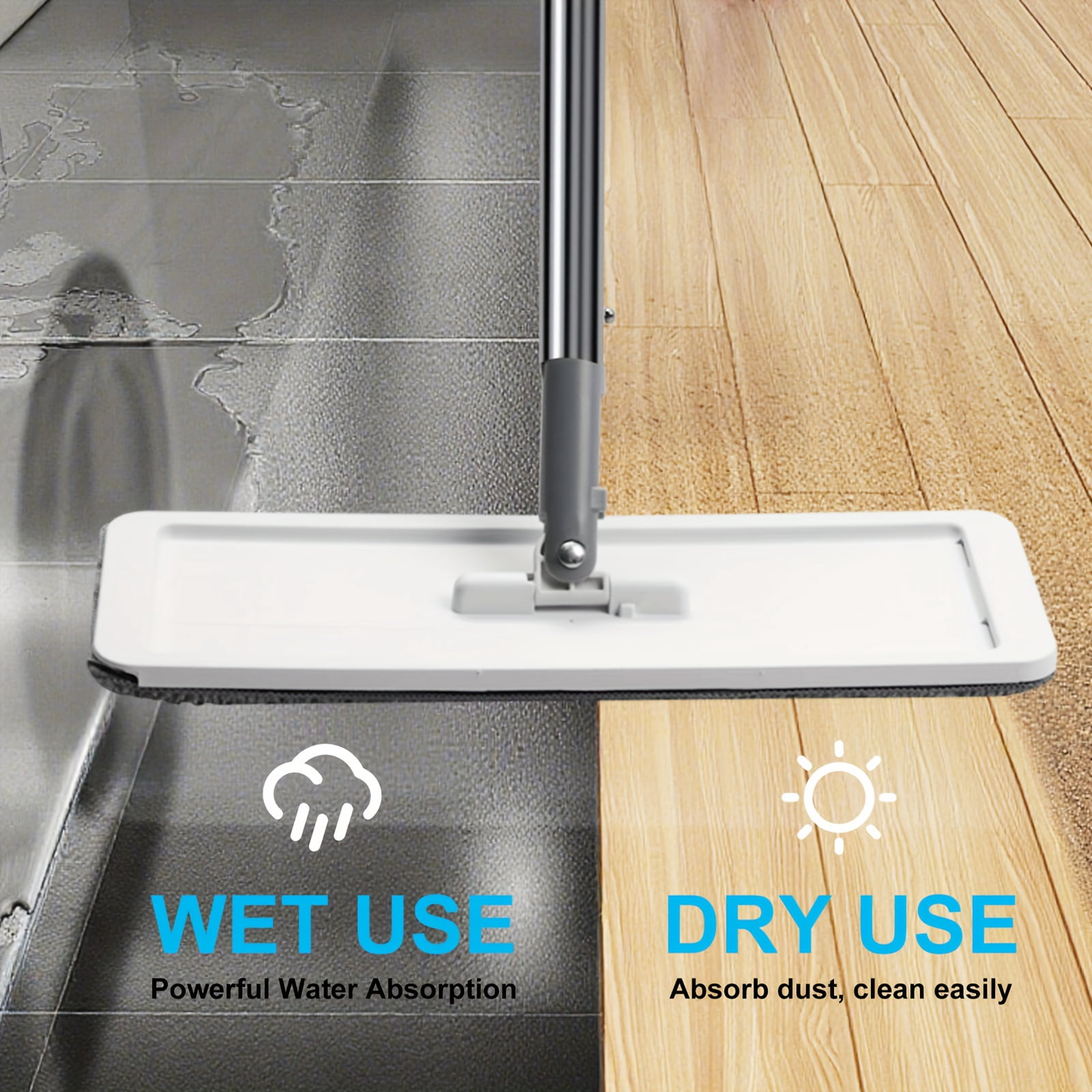 Flat Spin Mop And Bucket Systemt, Squeeze Mop Buket Set with 3 Reusable ...
