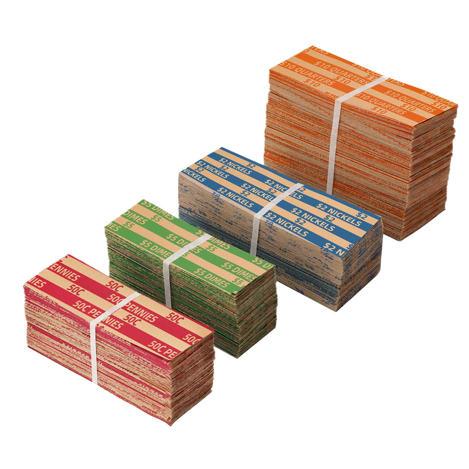 Flat Stripped Coin Roll Wrappers Assorted 500 Pieces, Includes 200 ...