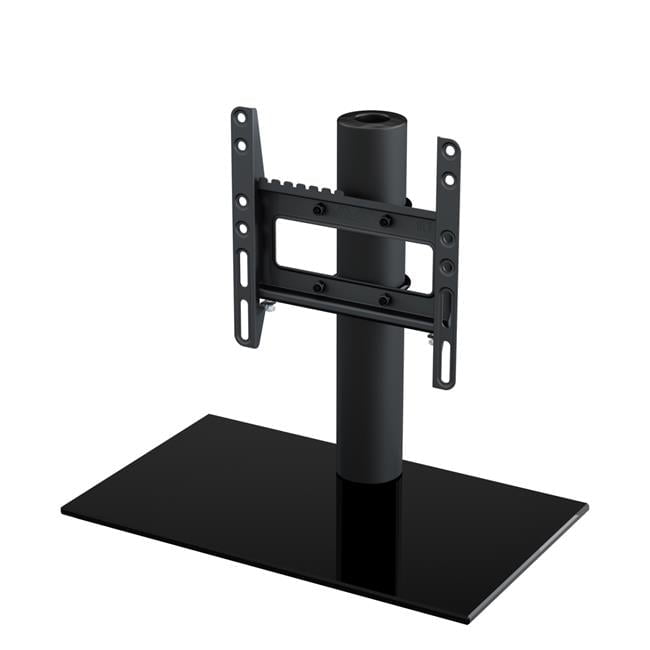 Flat Table Top TV Stand & Base - Black & Black Glass - Walmart.com