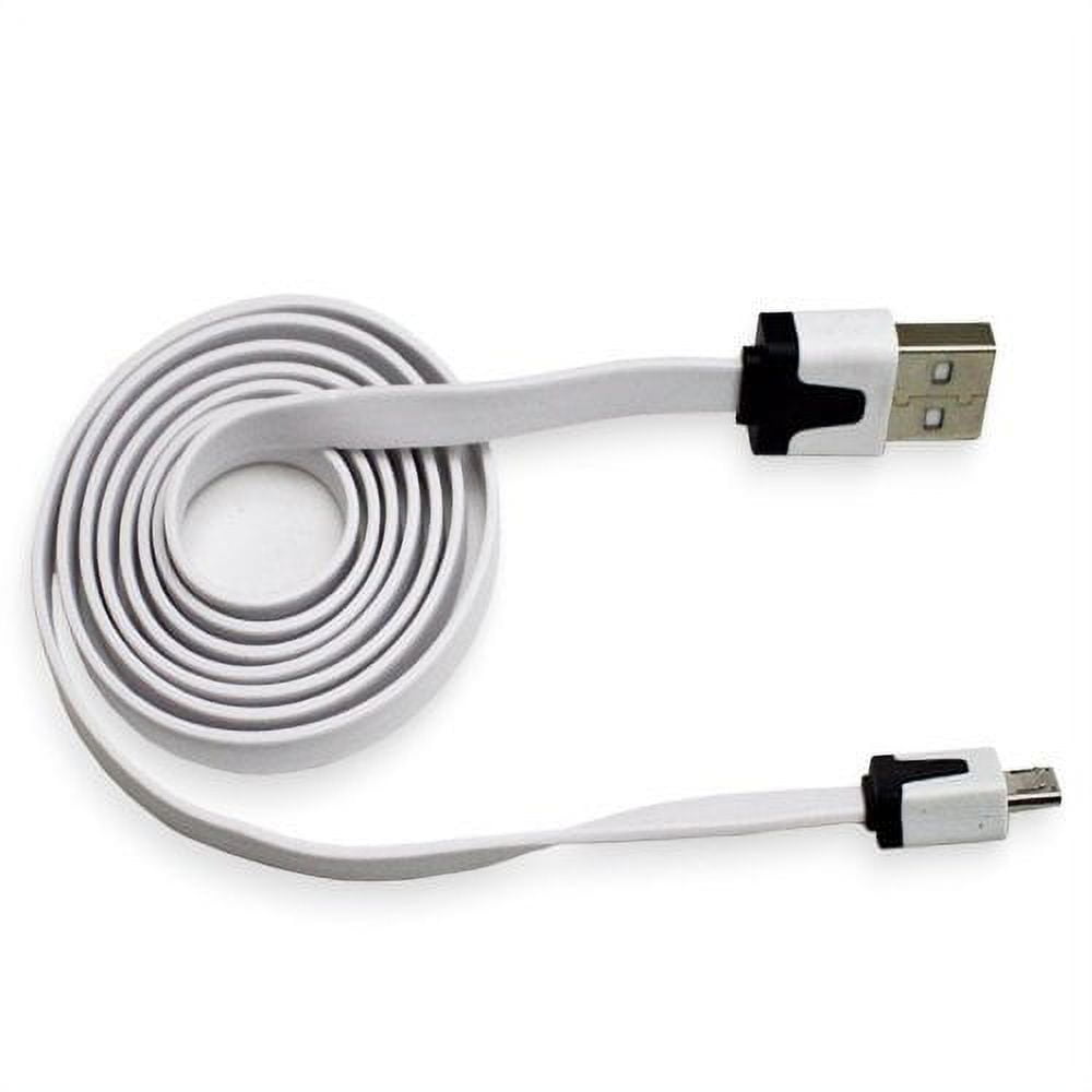 Flat Tangle Free Micro USB Sync and Charge Data Cable (3ft) - White ...