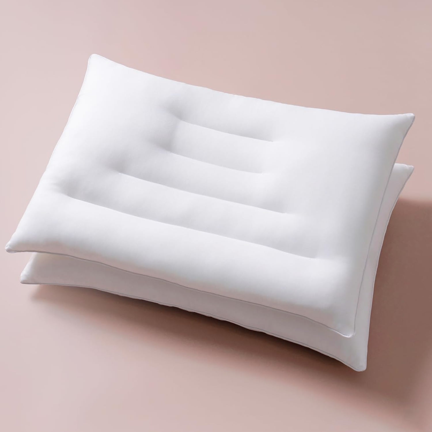 Flat Thin Pillows for Sleeping - 2 Pack Queen Size Slim Bed Pillows for ...