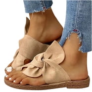 BERANMEY Snake Round Open Toe Slip On Slides Women's Flat Sandals ...