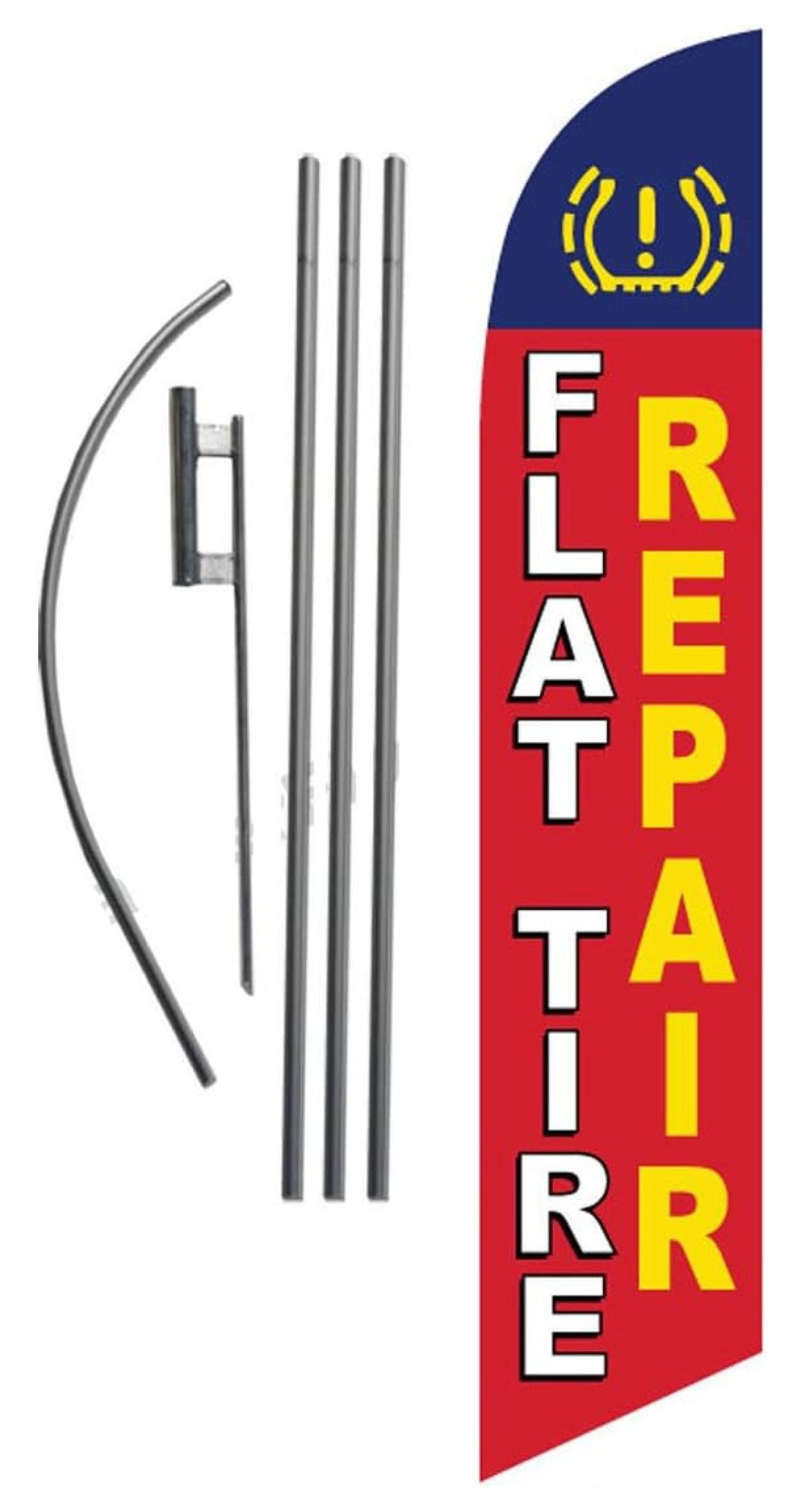 Flat Tire Repair 15ft Banner Swooper Flag Kit - INCLUDES 15FT POLE KIT ...