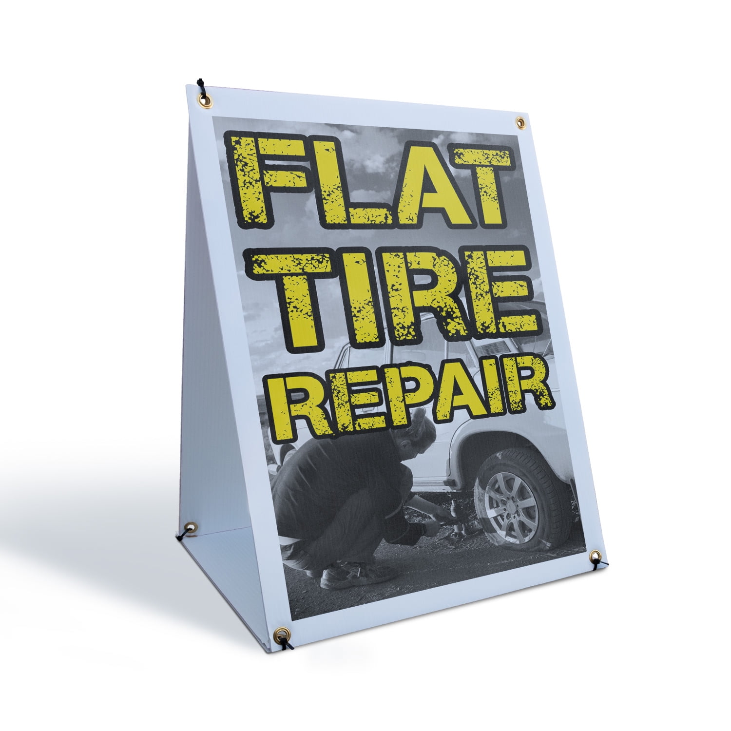 Flat Tire Repair Sidewalk Sign 24 Inch x 36 Inch A-Frame Images On Both ...