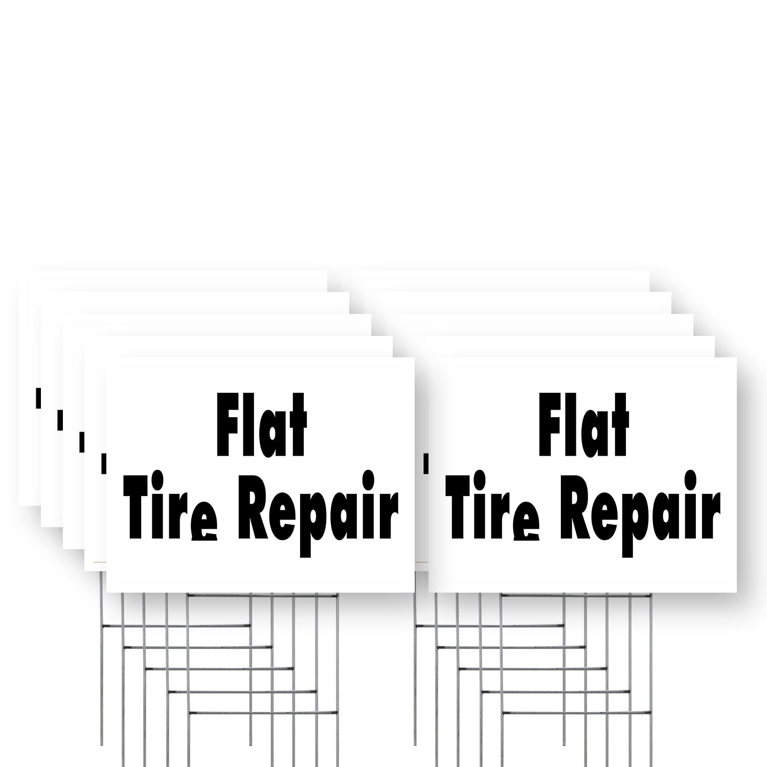 Flat Tire Repair Yard Sign 10 Pack of 18 Inch x 24 Inch Double Sided ...