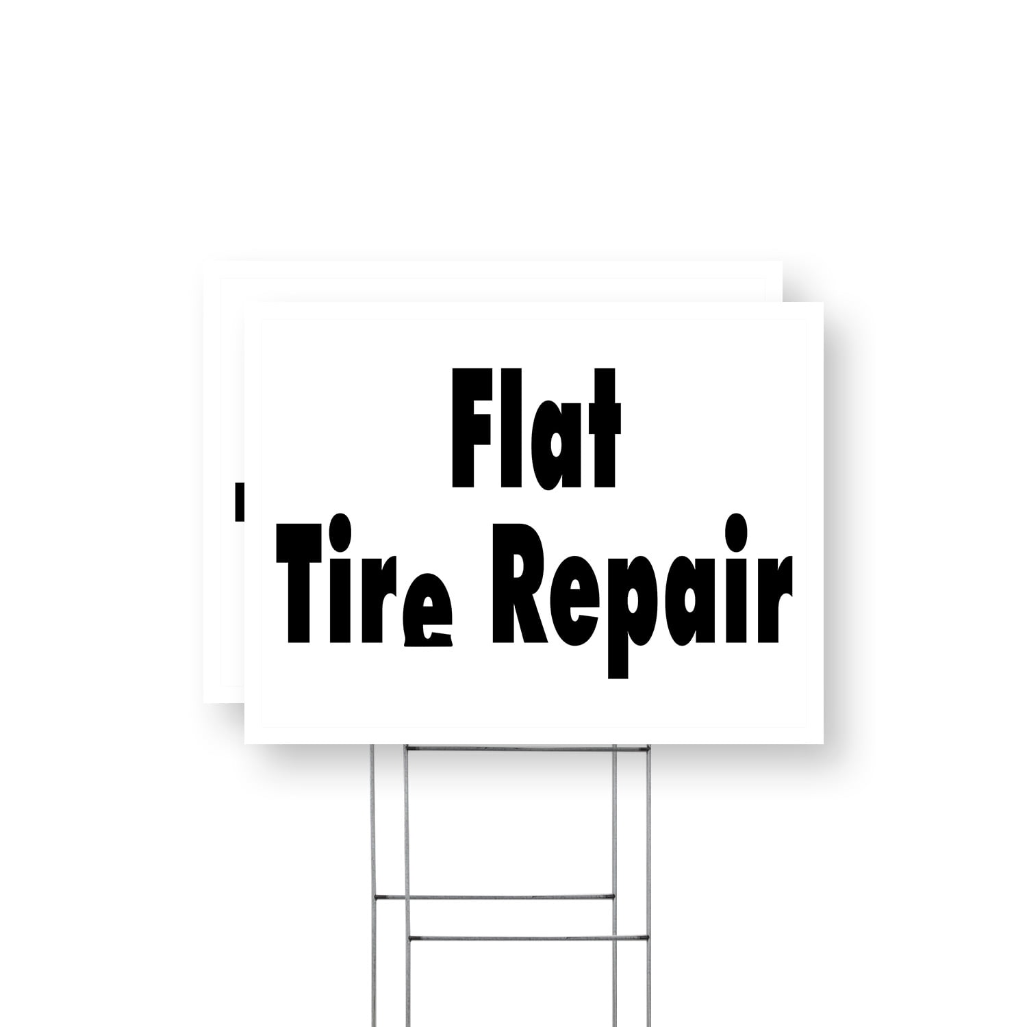 Flat Tire Repair Yard Sign 2 Pack of 18 Inch x 24 Inch Double Sided ...